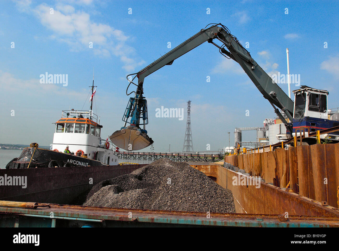 Quarry with barge loading facility Kent UK Stock Photo - Alamy