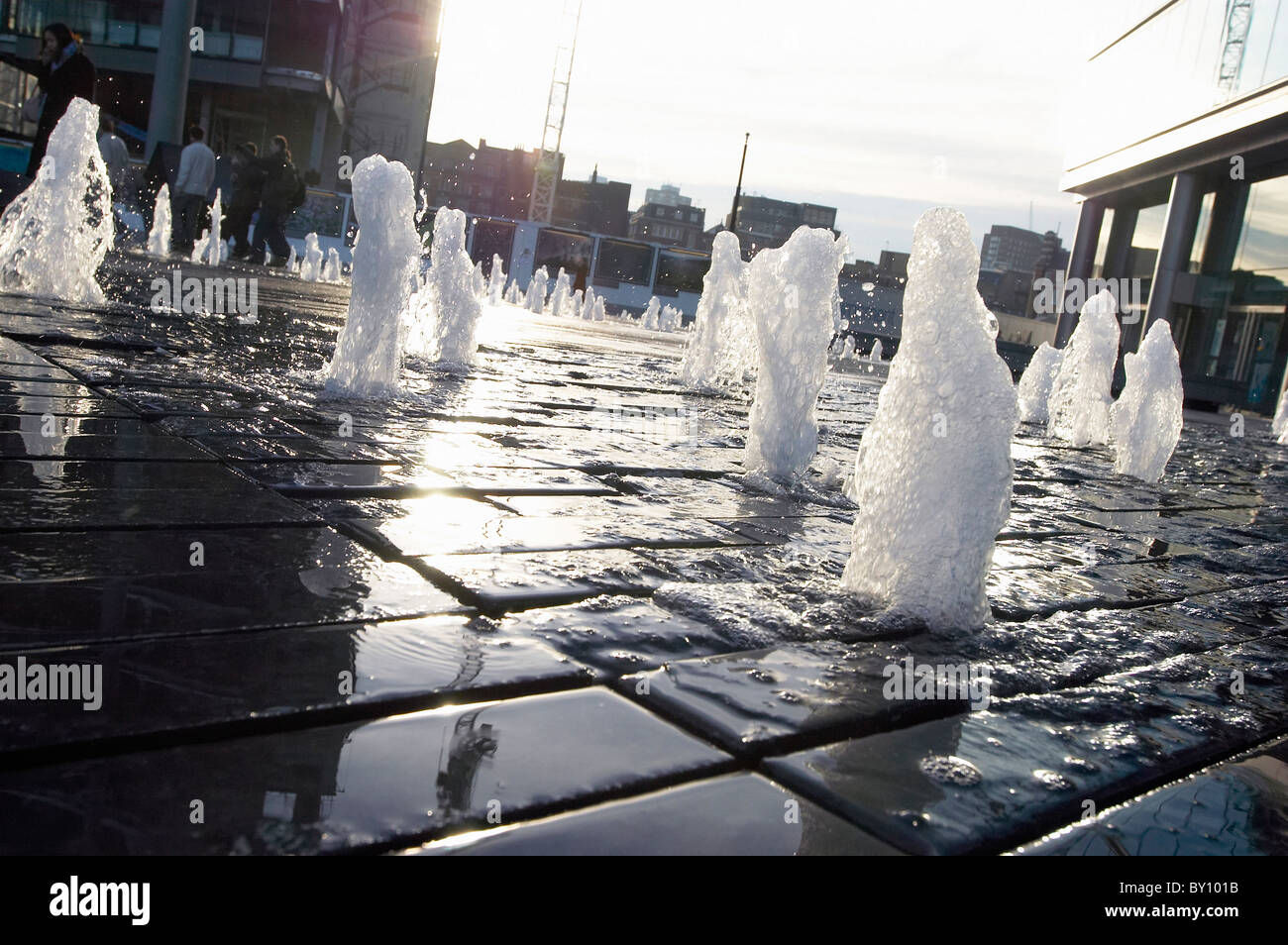 Water feature with paving stones Stock Photo - Alamy