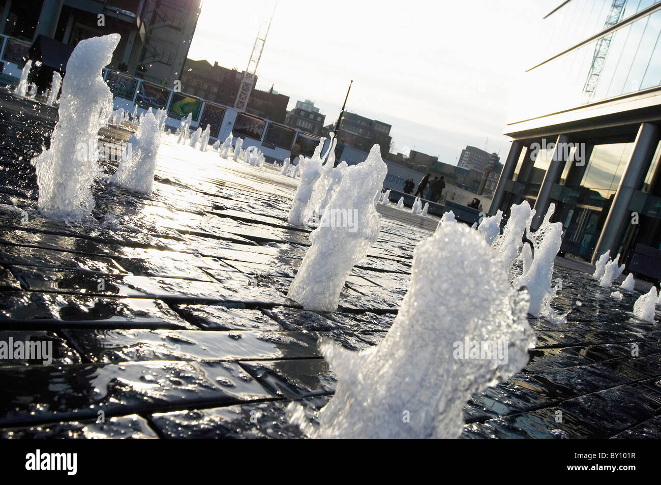 Water feature with paving stones Stock Photo - Alamy