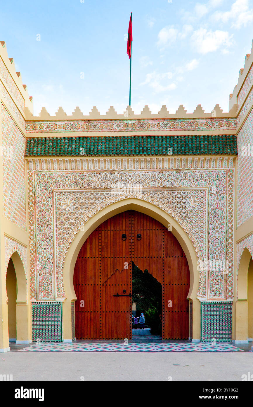 The entrance gate to the Shrine of Moulay Ali al-Sharif, Tafilalt Oasis ...