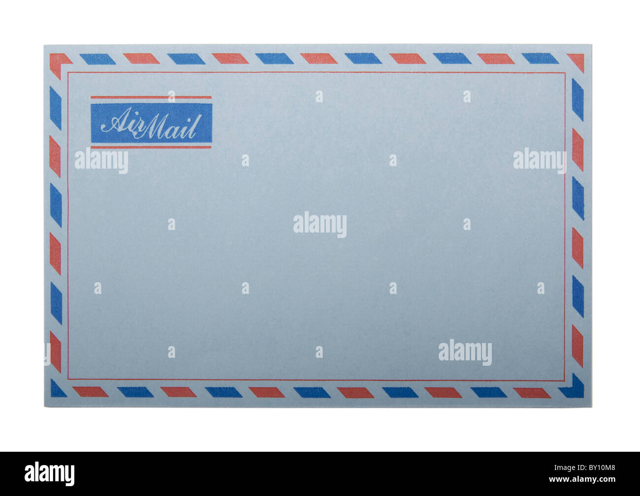 Blue C6 airmail envelope on white background Stock Photo - Alamy