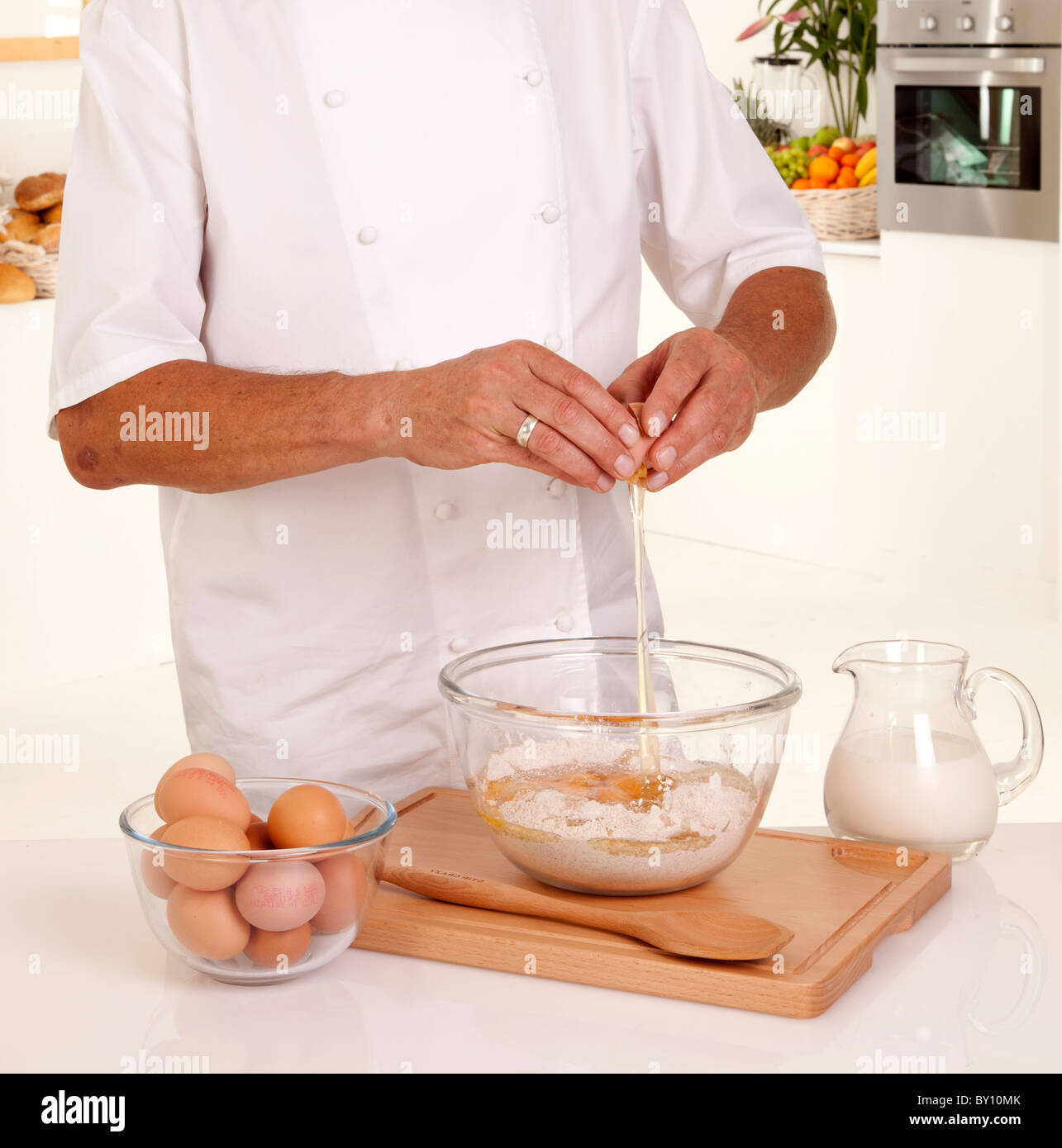 CHEF MAKING BATTER MIX Stock Photo - Alamy