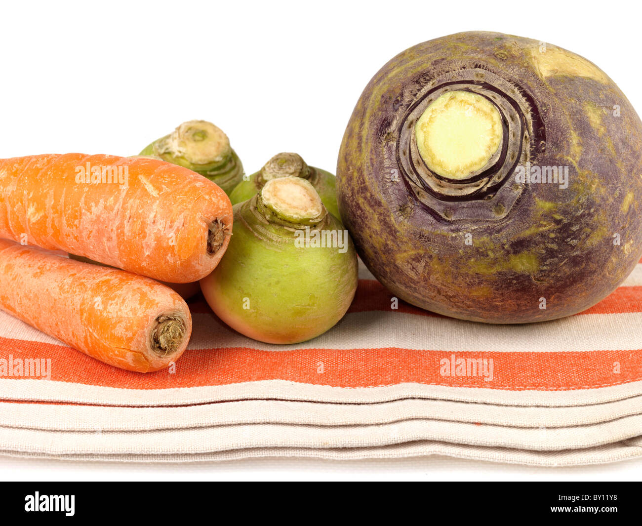 Fresh Raw Uncooked Root Vegetables Including Swede Turnips Carrots And ...