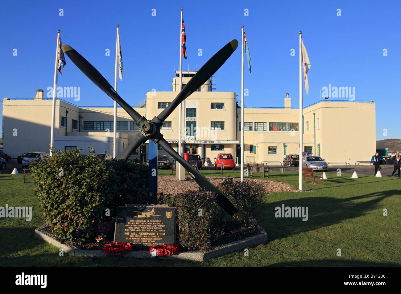 Terminal building propeller flags memorial shoreham by sea hi-res stock ...
