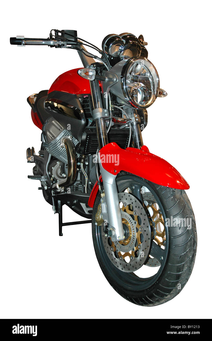 red vintage classic motorcycle isolated on white Stock Photo - Alamy