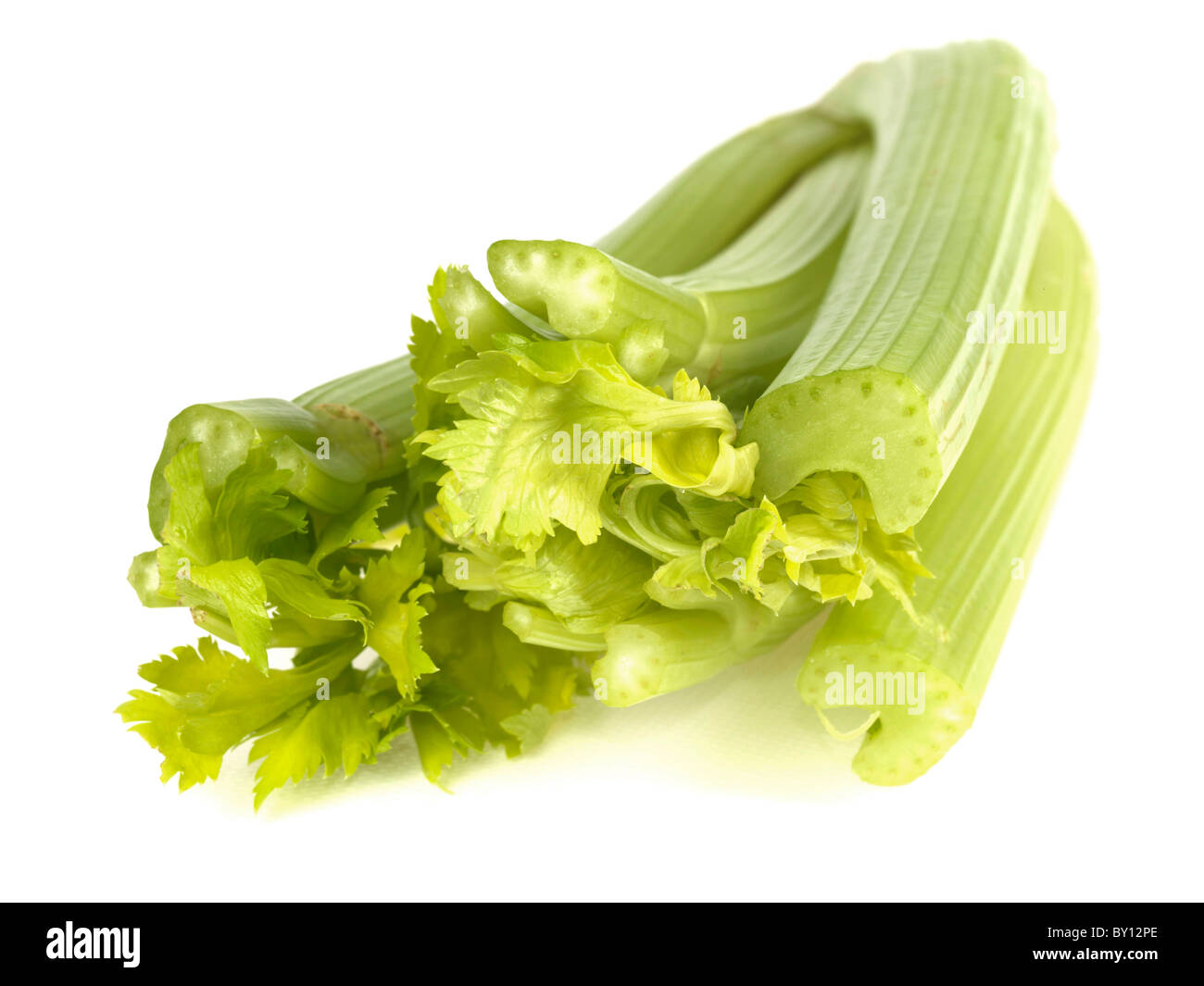 Fresh celery stalks and leaves isolated on white background Stock Photo ...