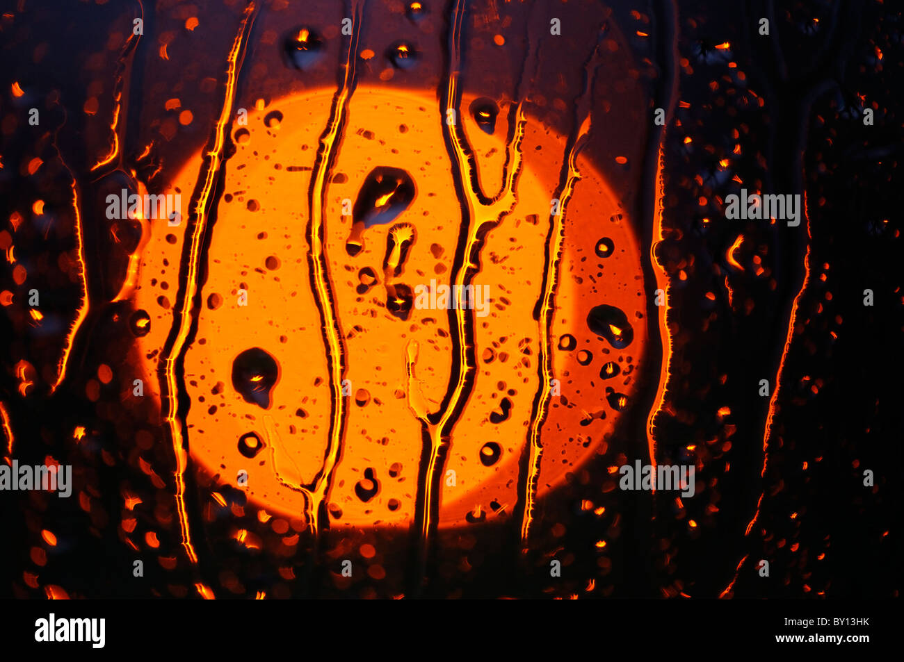 Rain pouring down a kitchen window Stock Photo - Alamy