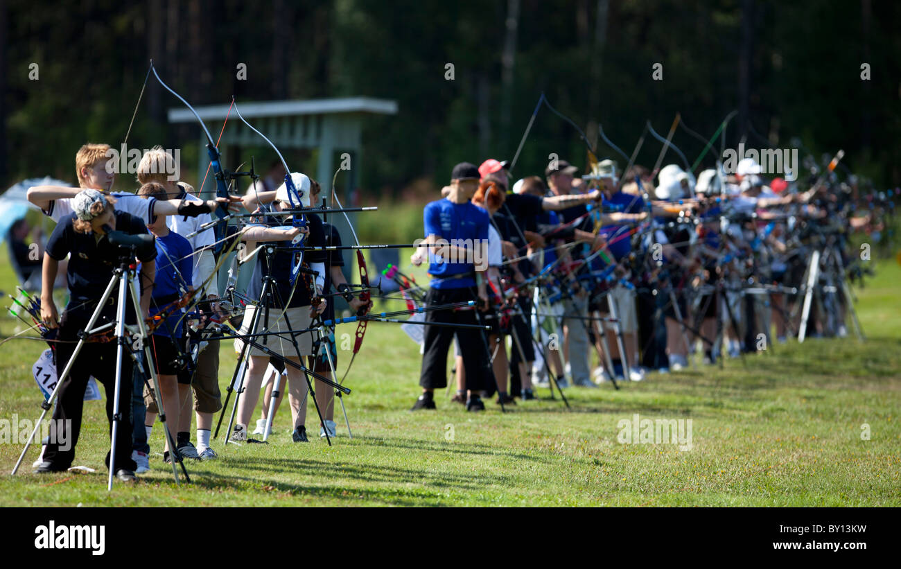 Young archers shooting in an international competition between the Cap ...