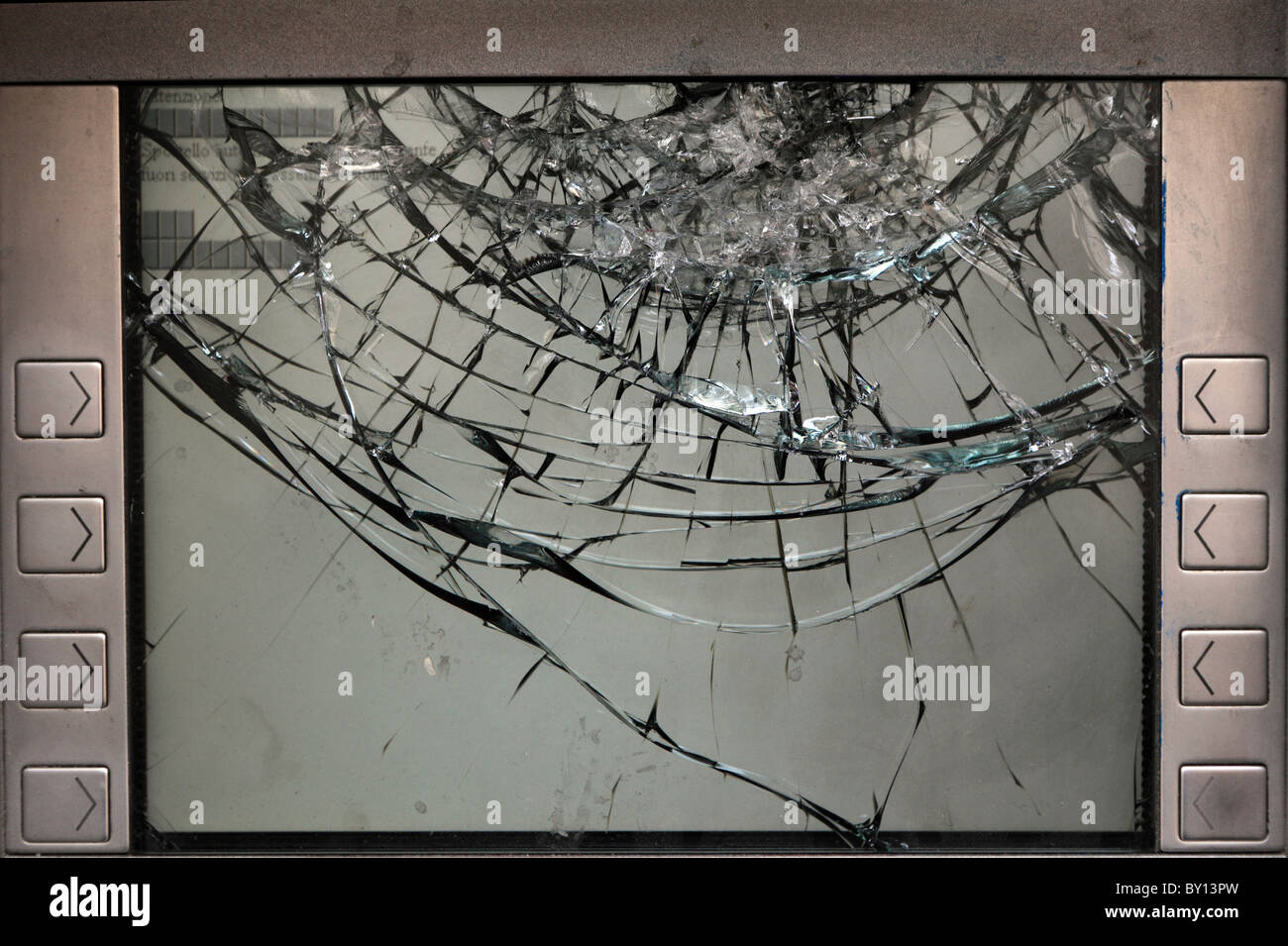 Smashed and broken ATM screen Stock Photo - Alamy