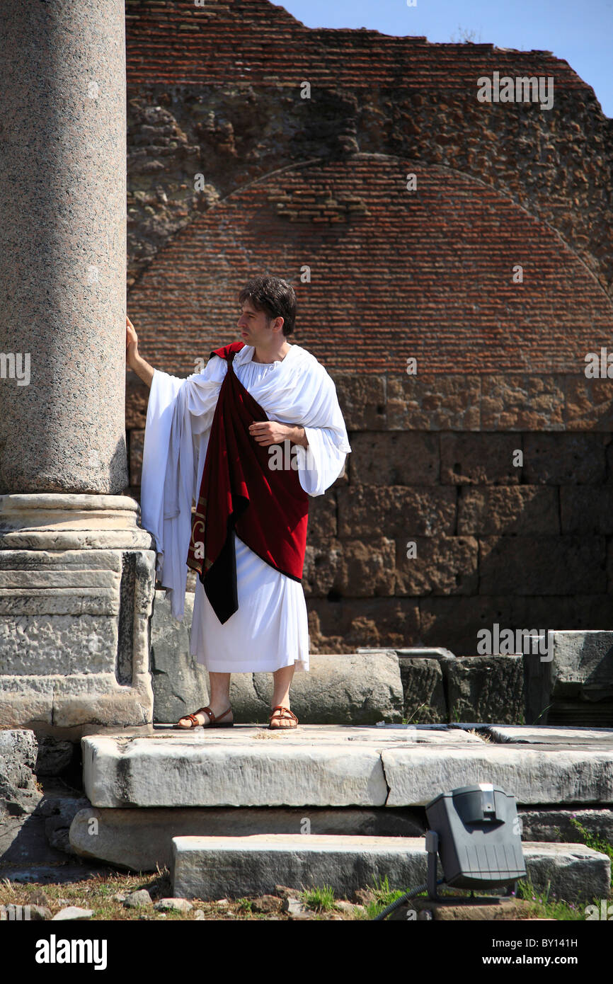 Actor in role of Roman senator acts part in the Roman Forum, Rome Stock ...