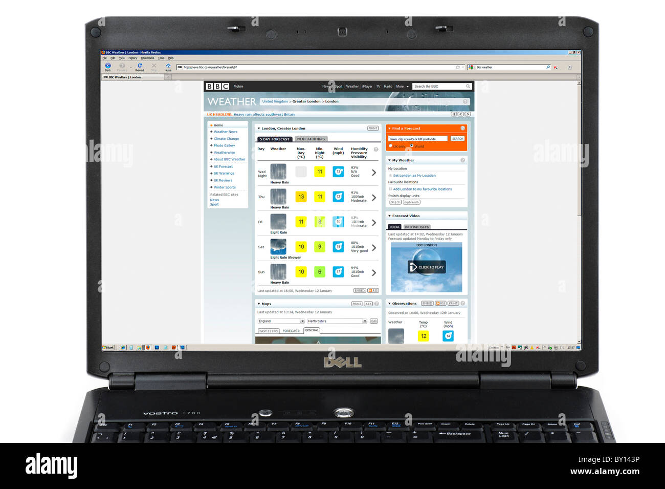 Browsing the UK weather forecast on the BBC website, UK Stock Photo - Alamy