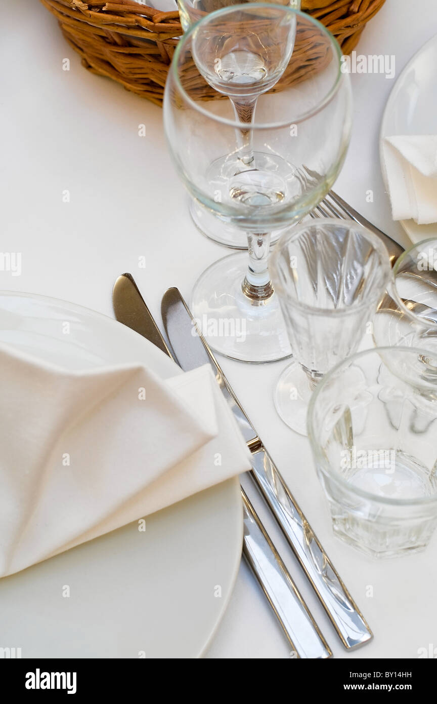 Elegant banquet and dinner tables prepared for a holiday or a party ...