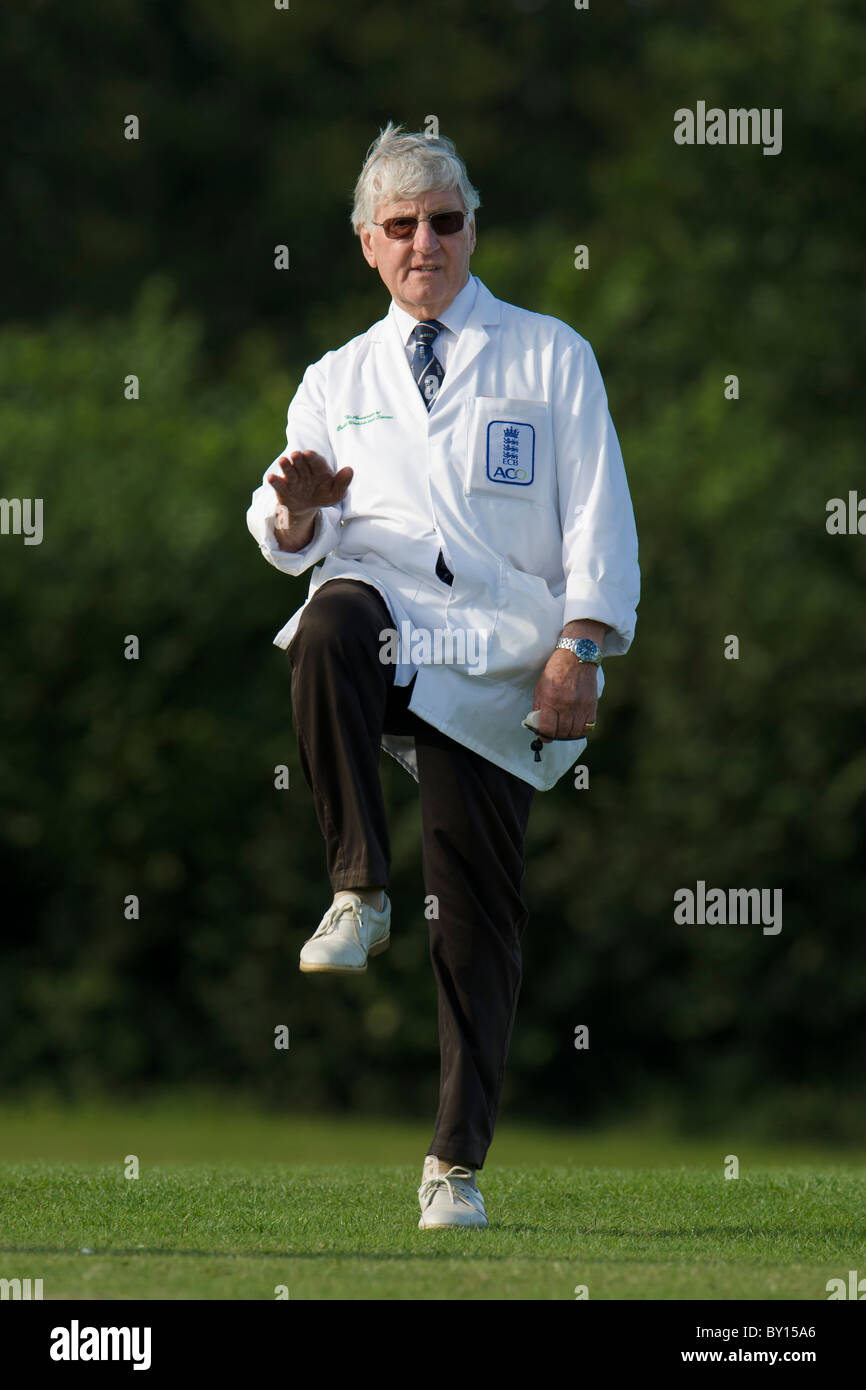 Cricket umpire signaling Stock Photo - Alamy