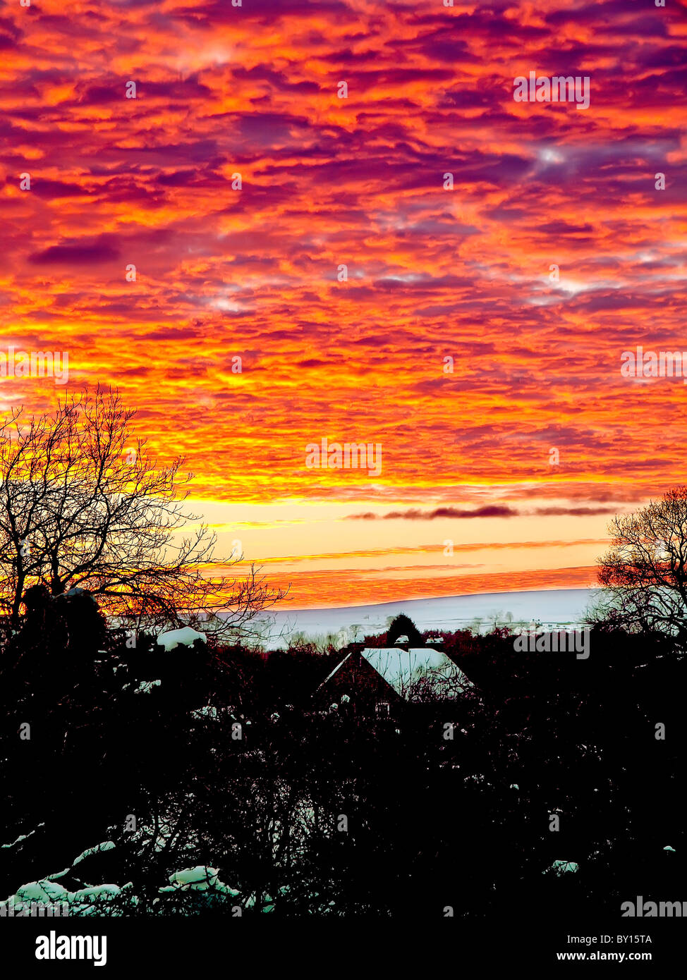 Winter sunset over Goathland, North Yorkshire Stock Photo - Alamy