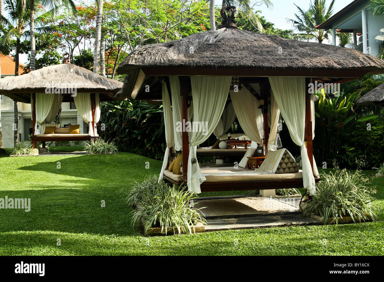 Balinese thatch "Bale" for massage and relaxation Stock Photo - Alamy