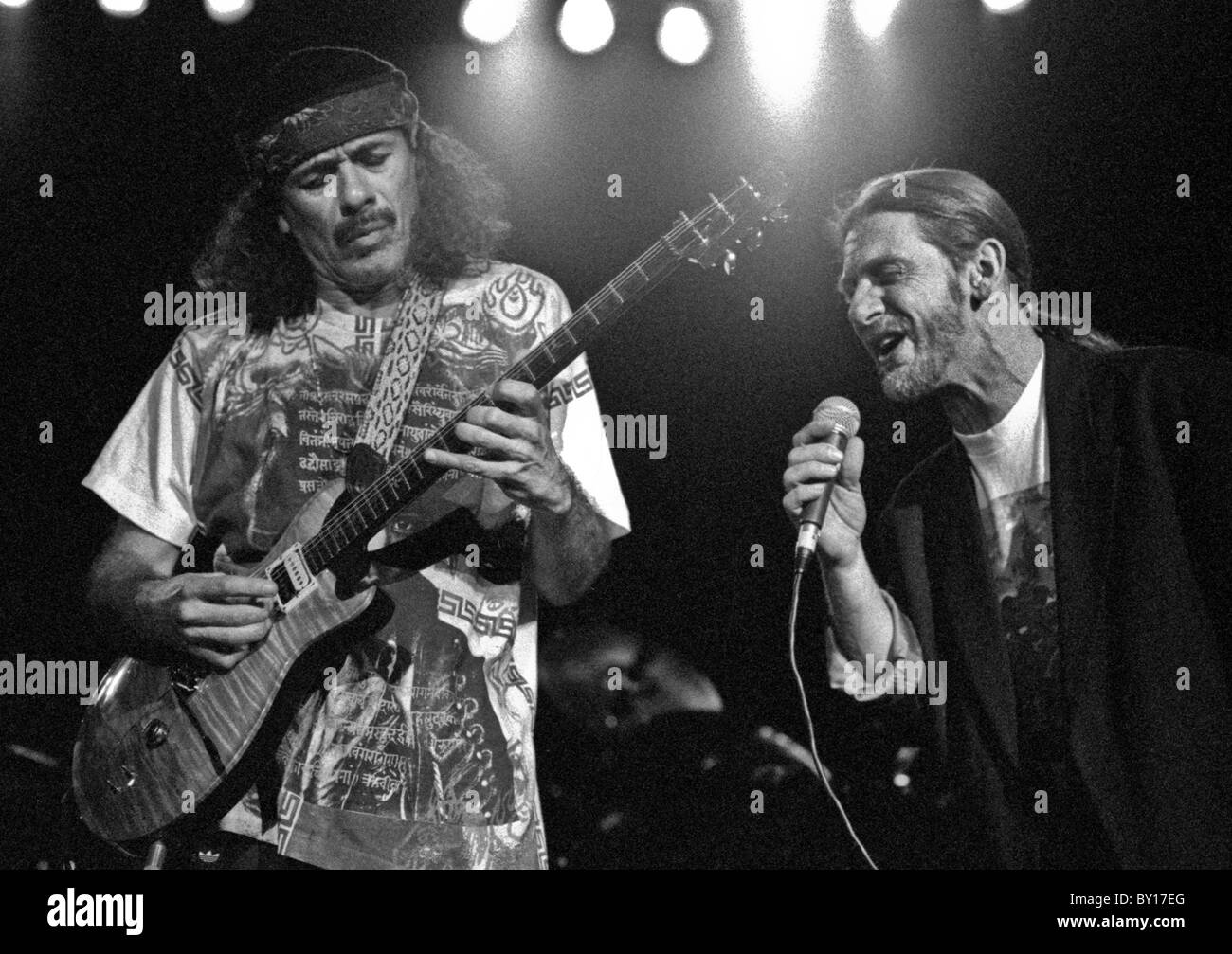 Carlos santana and alex ligertwood Black and White Stock Photos ...