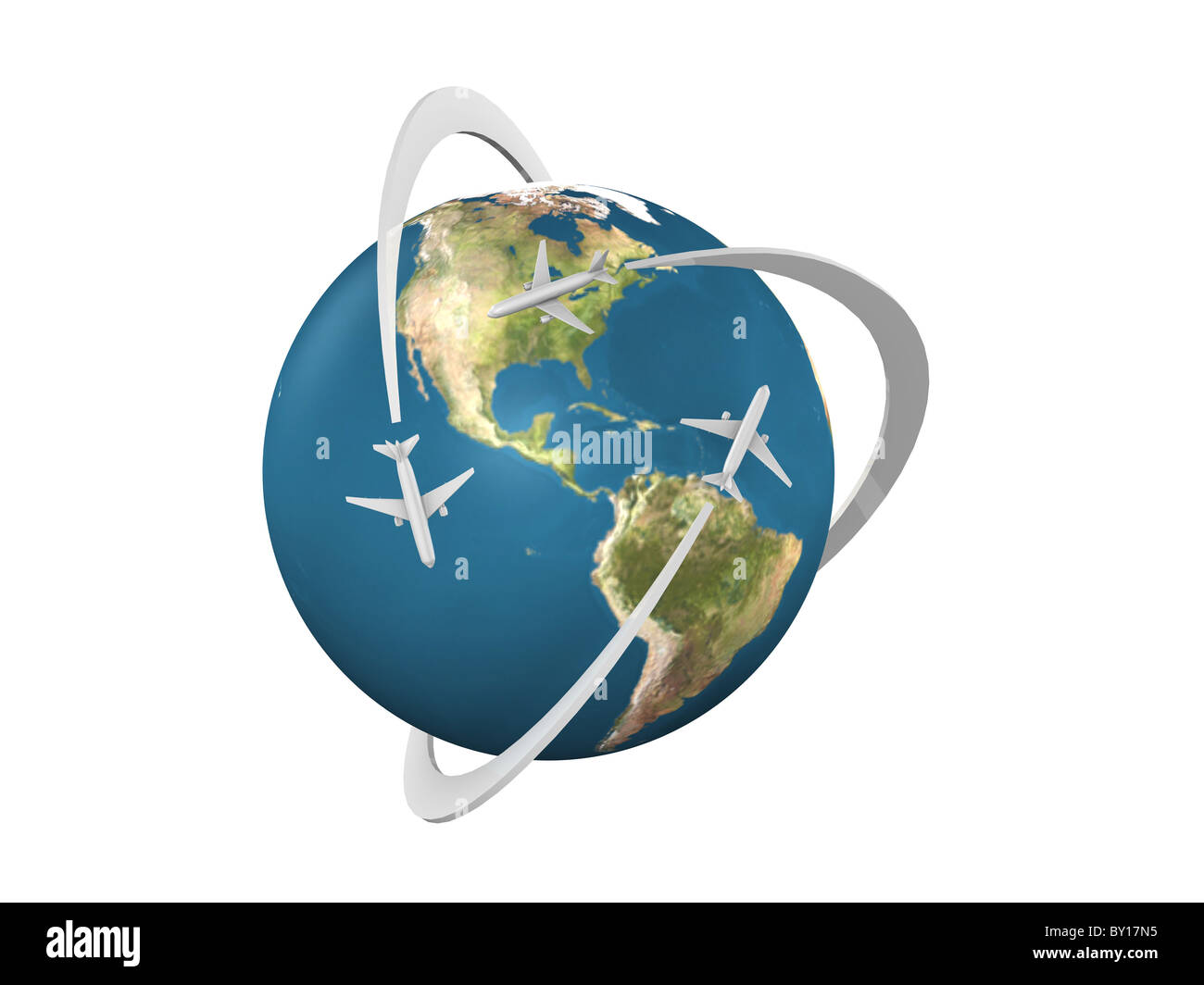 3d concept image World air transportation network, isolated on white ...