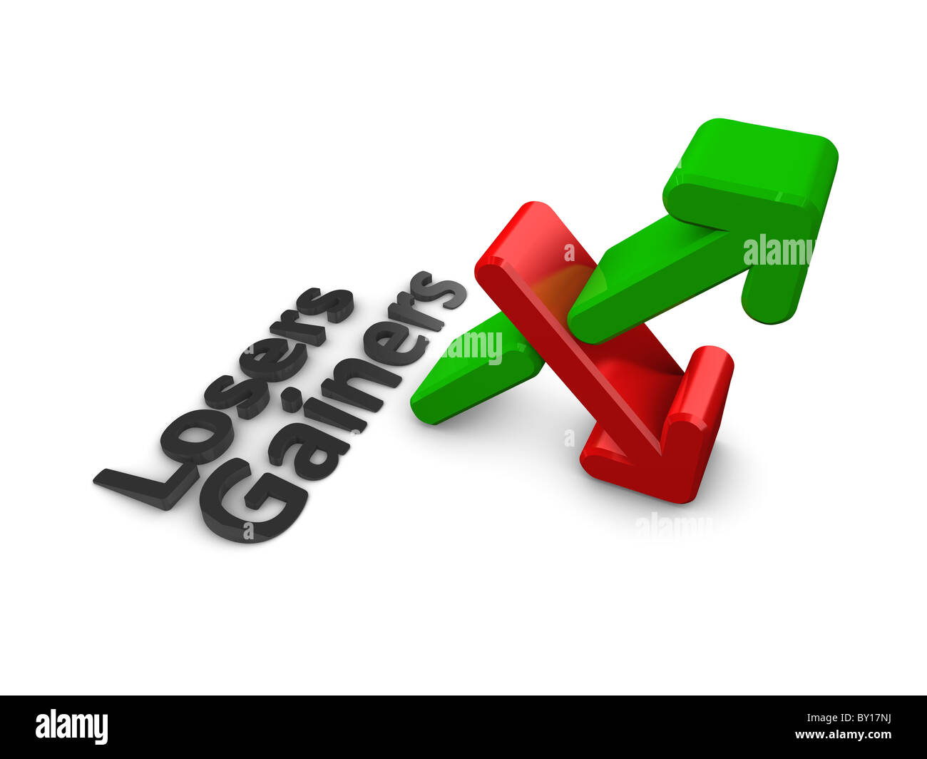 3d concept image,Stock market Losers and Gainers chart arrows, isolated ...