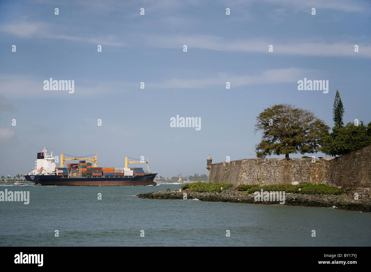 Ship passing the Castillo De San Cristobal in San Juan Puerto Rico ...