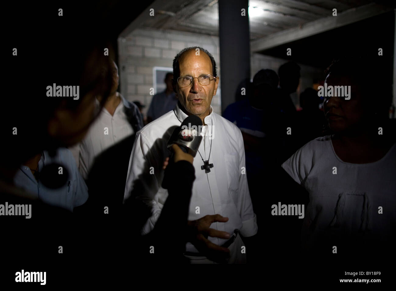 Catholic priest Alejandro Solalinde speaks with journalists at his ...