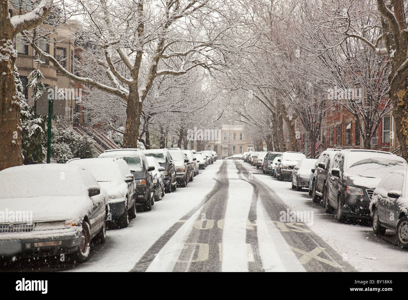 winter street scene Brooklyn NY Stock Photo - Alamy
