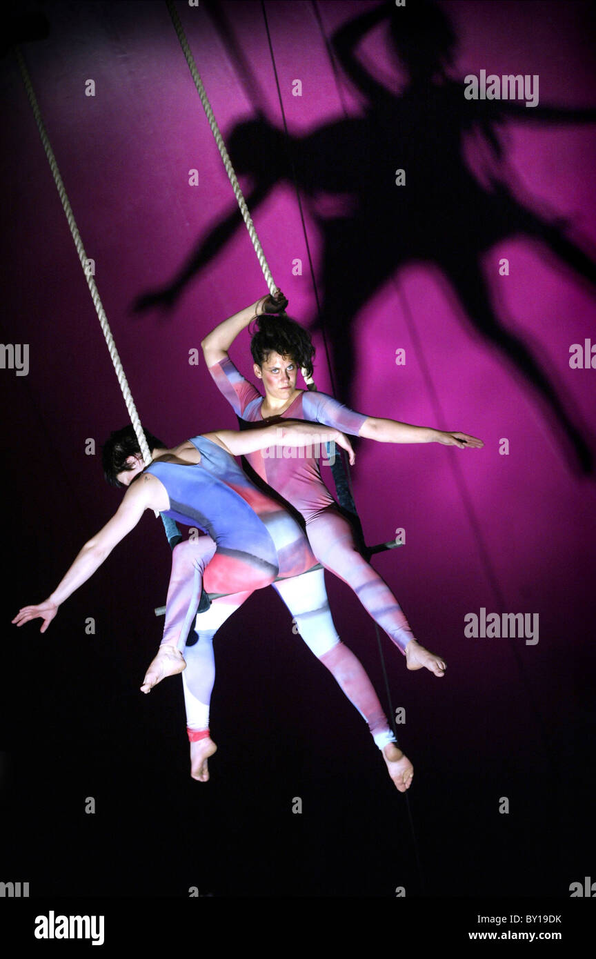 Two trapeze Artist for No Fit State Circus Stock Photo - Alamy