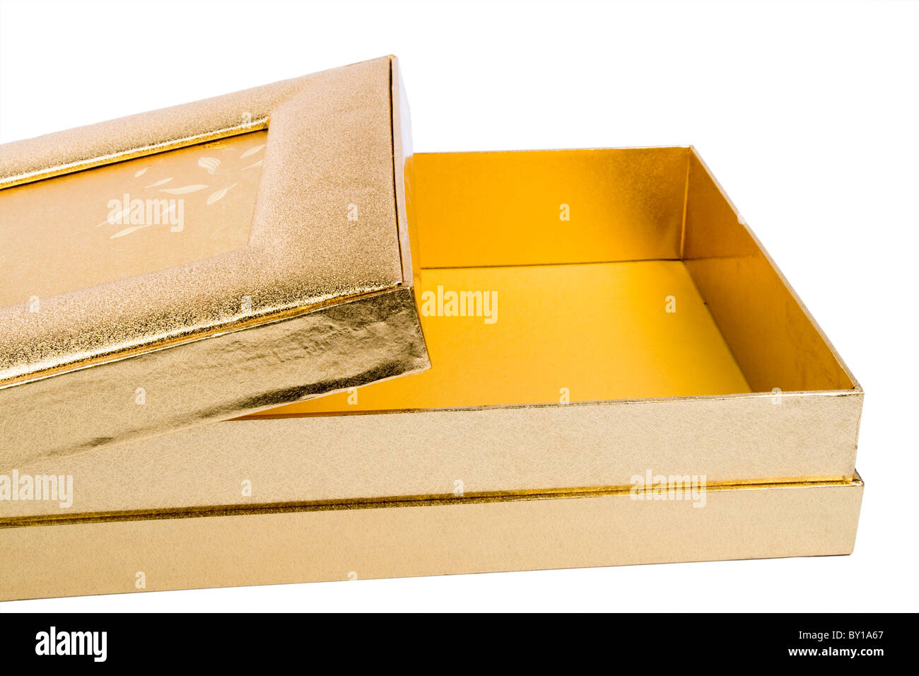 empty golden box isolated on white background Stock Photo - Alamy
