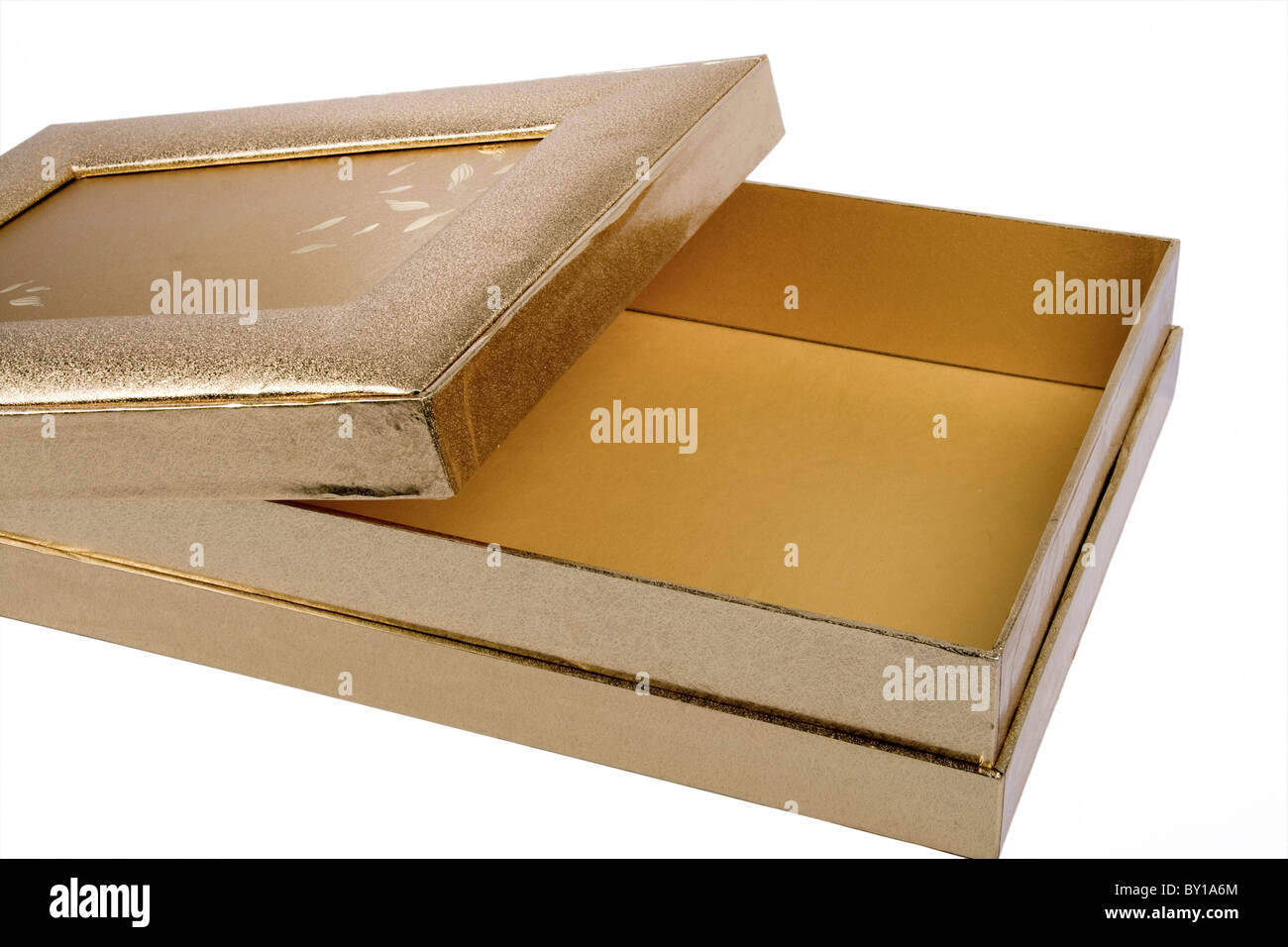 empty golden box isolated on white background Stock Photo - Alamy