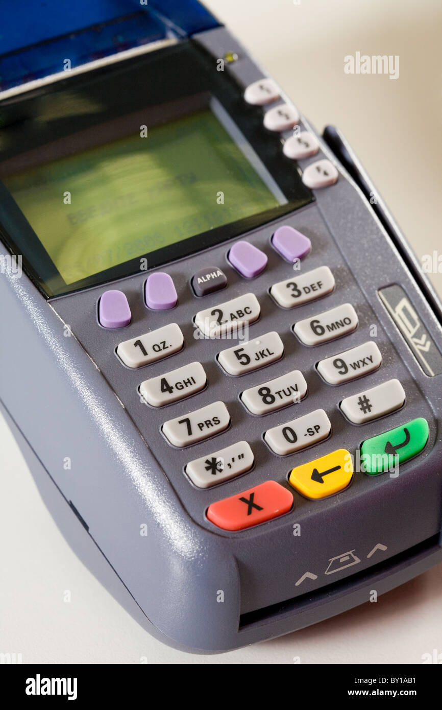 Close-up of card machine isolated over white background Stock Photo - Alamy