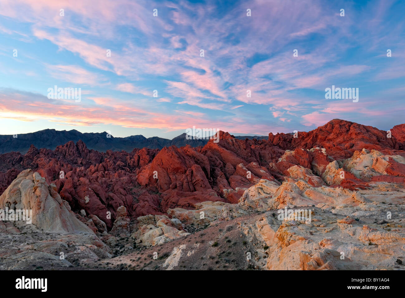 Sunrise clouds drift over Fire Canyon in Nevada's Valley of Fire State ...