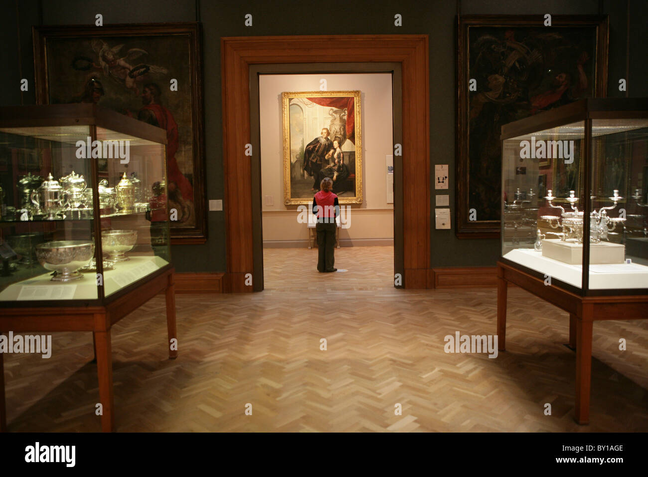Viewing art at the National Museum Cardiff, Wales Stock Photo - Alamy