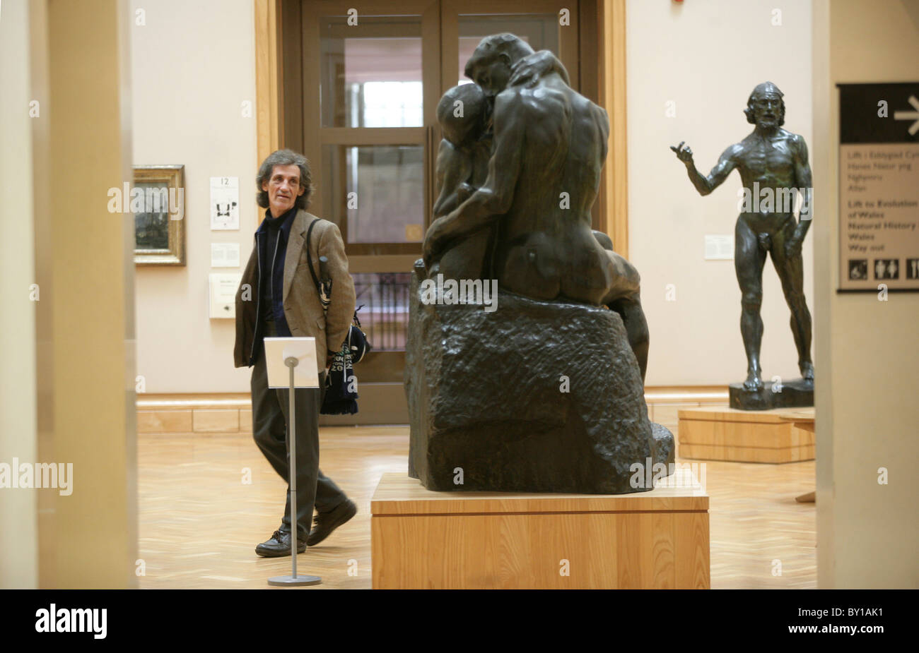Person standing viewing art at the National Museum Cardiff, Wales Stock ...