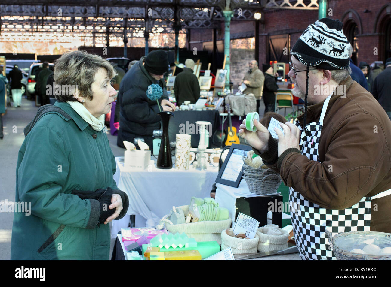 Shopping at Tynemouth flea market, North East England, UK Stock Photo ...