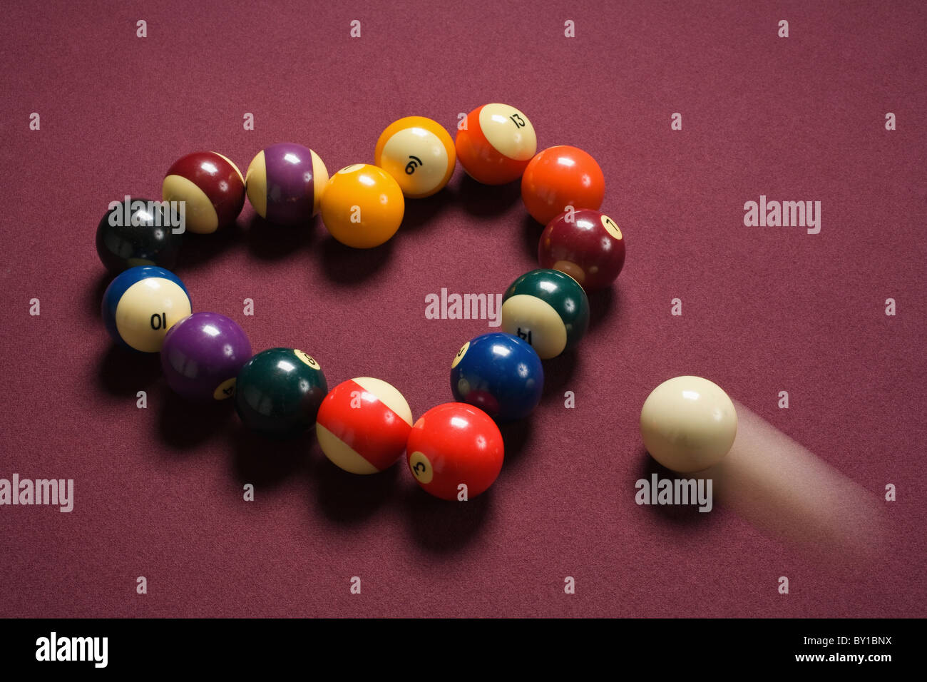 breaking heart concept using billiard balls Stock Photo - Alamy