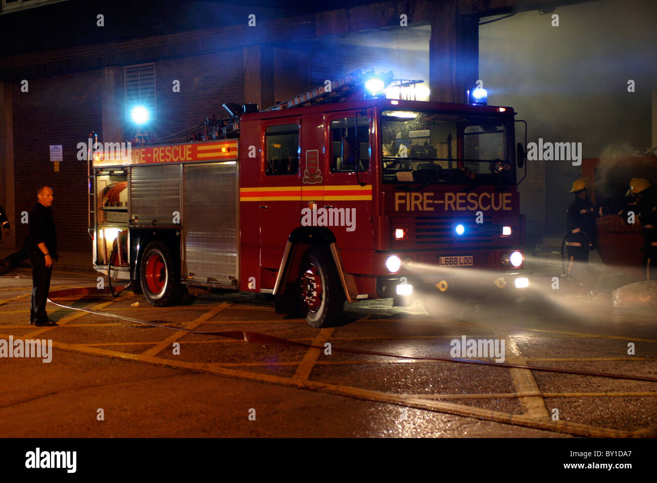 Dennis Sabre from ECFRS at a nightime fire Stock Photo - Alamy