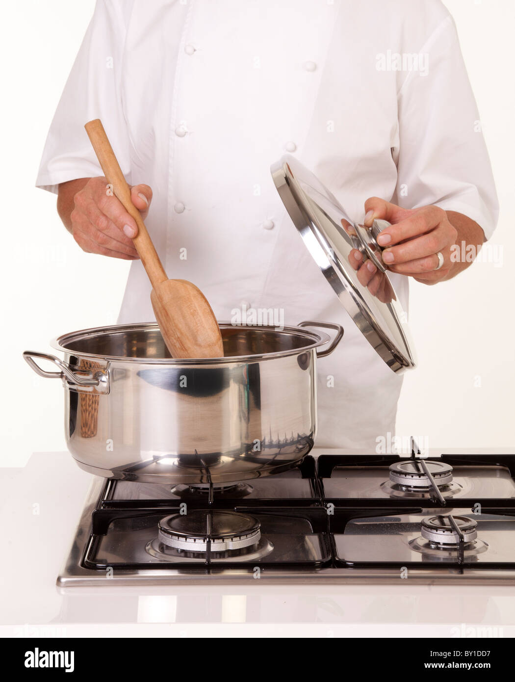 CHEF COOKING IN KITCHEN Stock Photo - Alamy