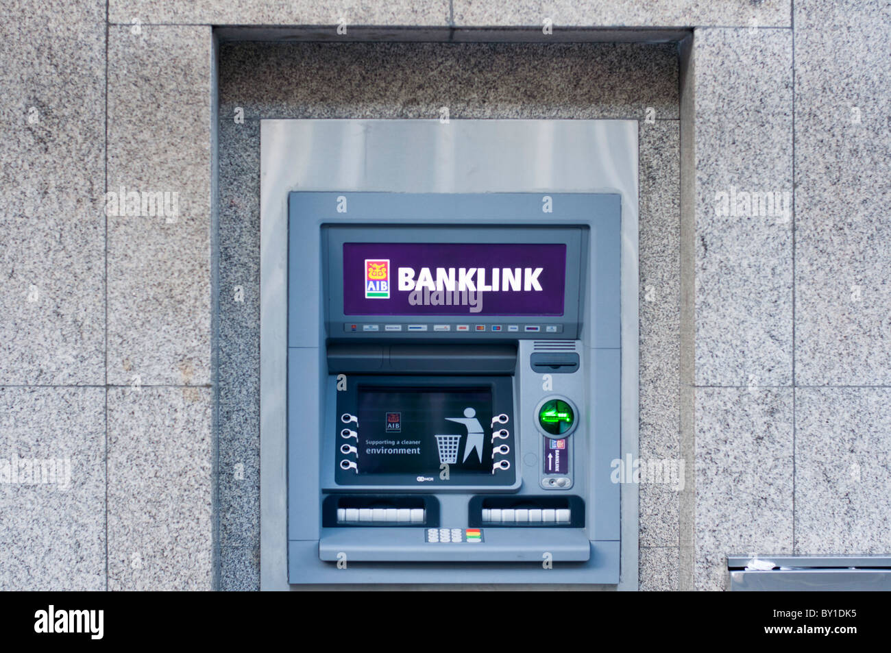An AIB bank cashpoint machine on O'Connell street in Limerick, Ireland ...