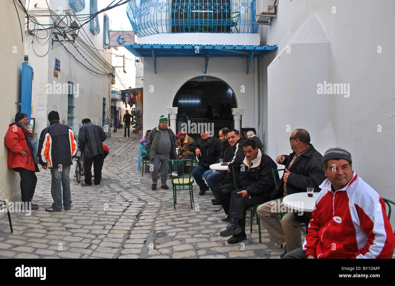 Cafe scene in Sousse medina, Tunisia Stock Photo - Alamy