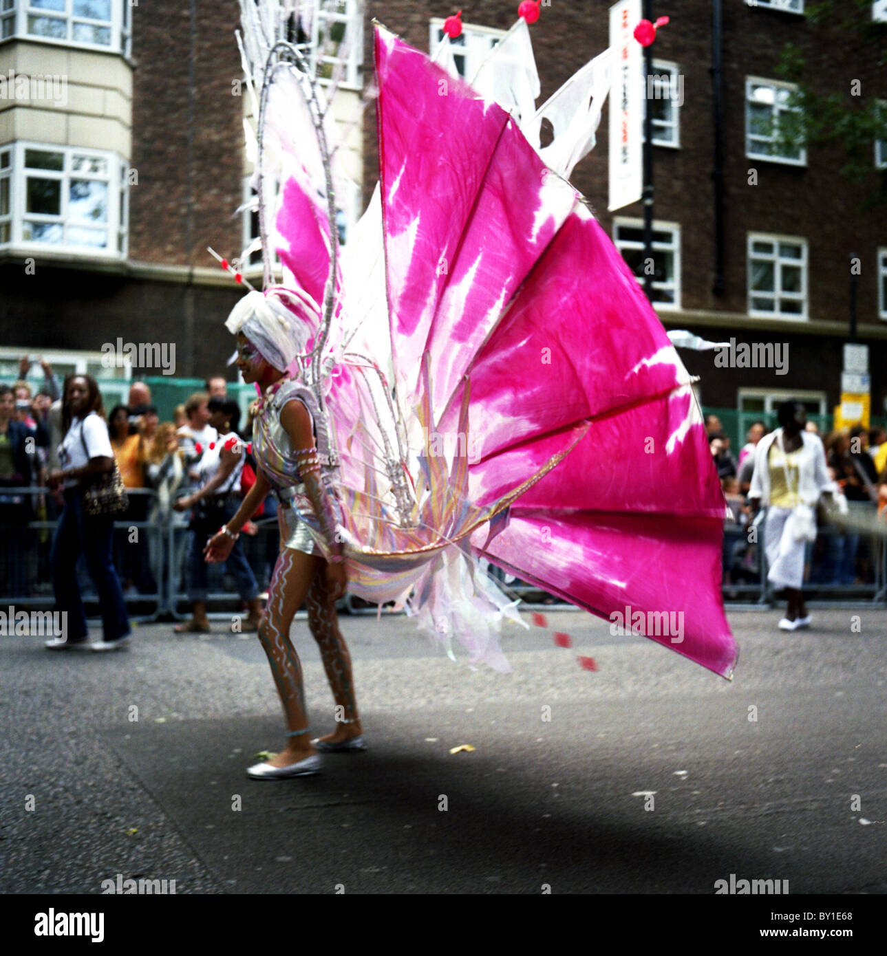 A girl in fancy dress doing the parade at the Notting Hill Carnival ...