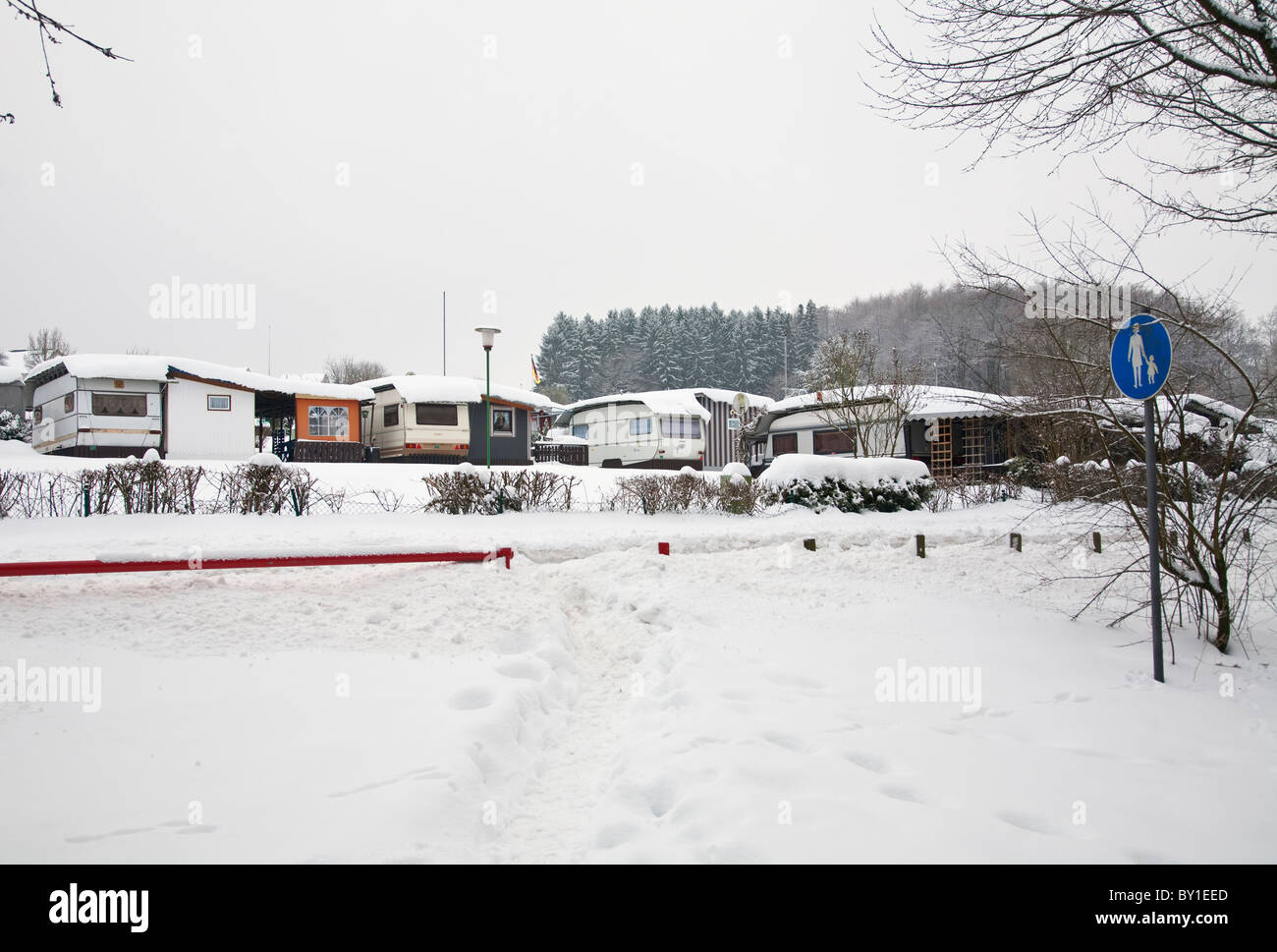 Static caravan site in winter Stock Photo - Alamy