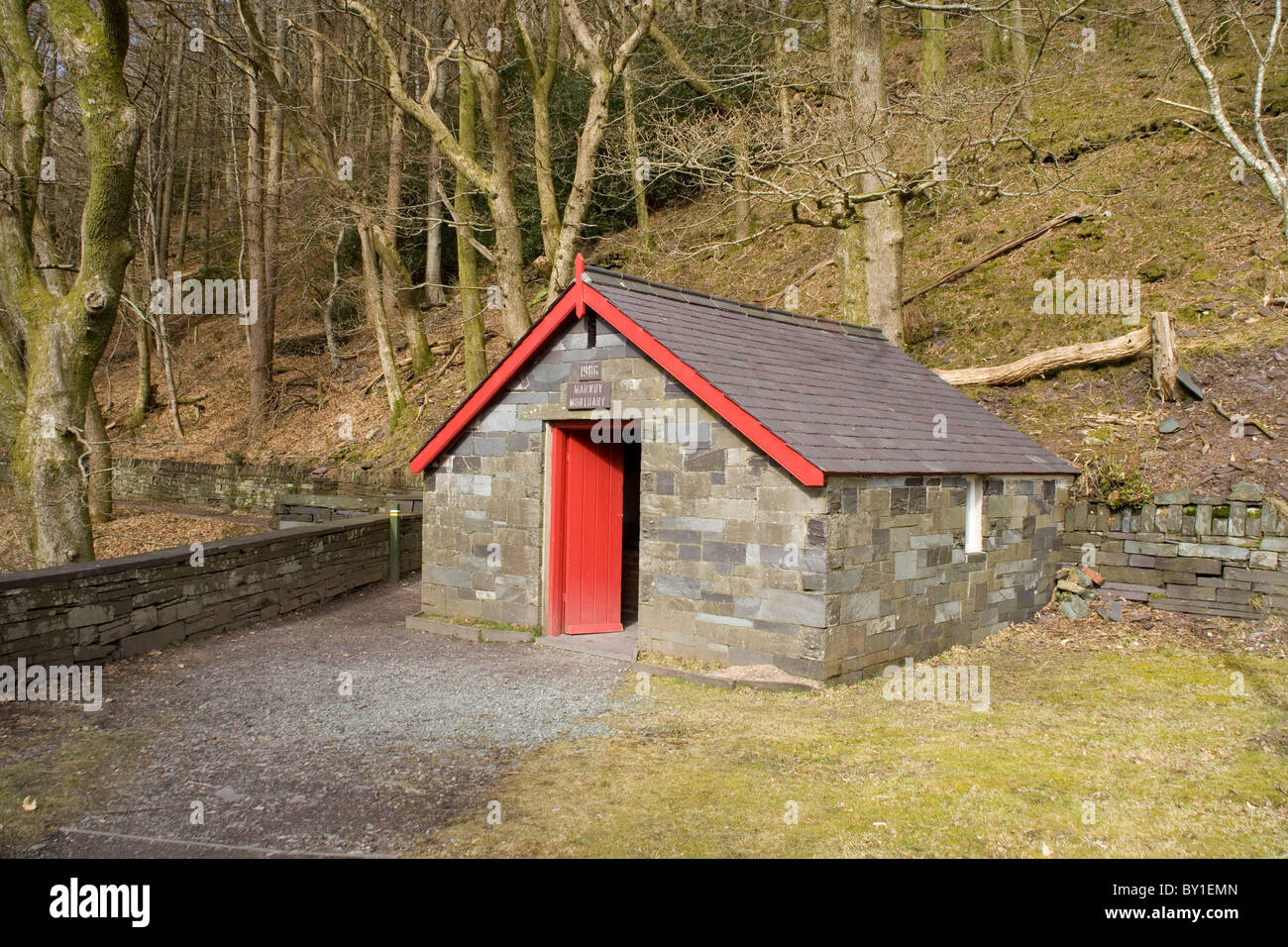 Llanberis slate miners hospital amd the mortuary building above Llyn ...