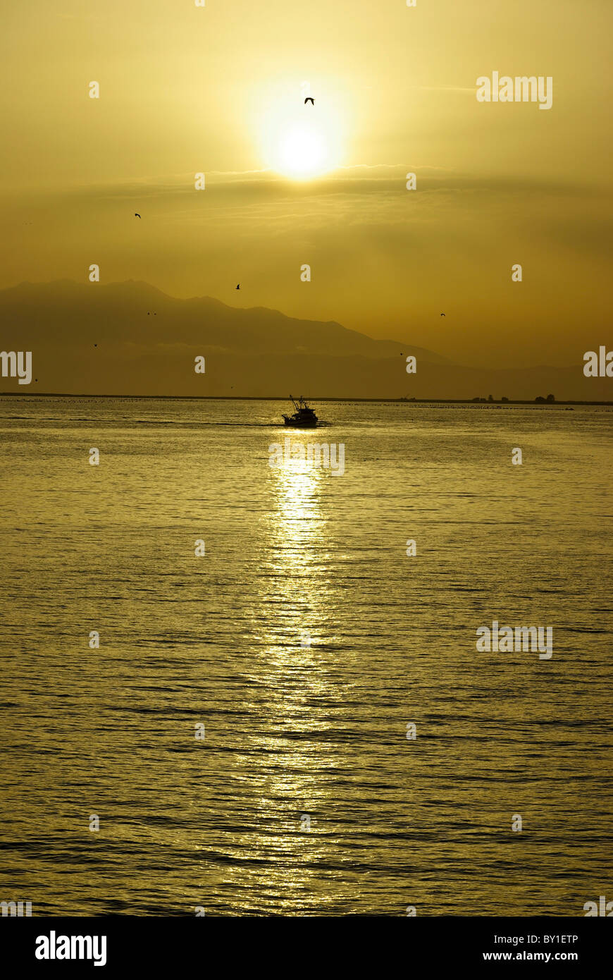 Sea at sunset Greece Stock Photo - Alamy