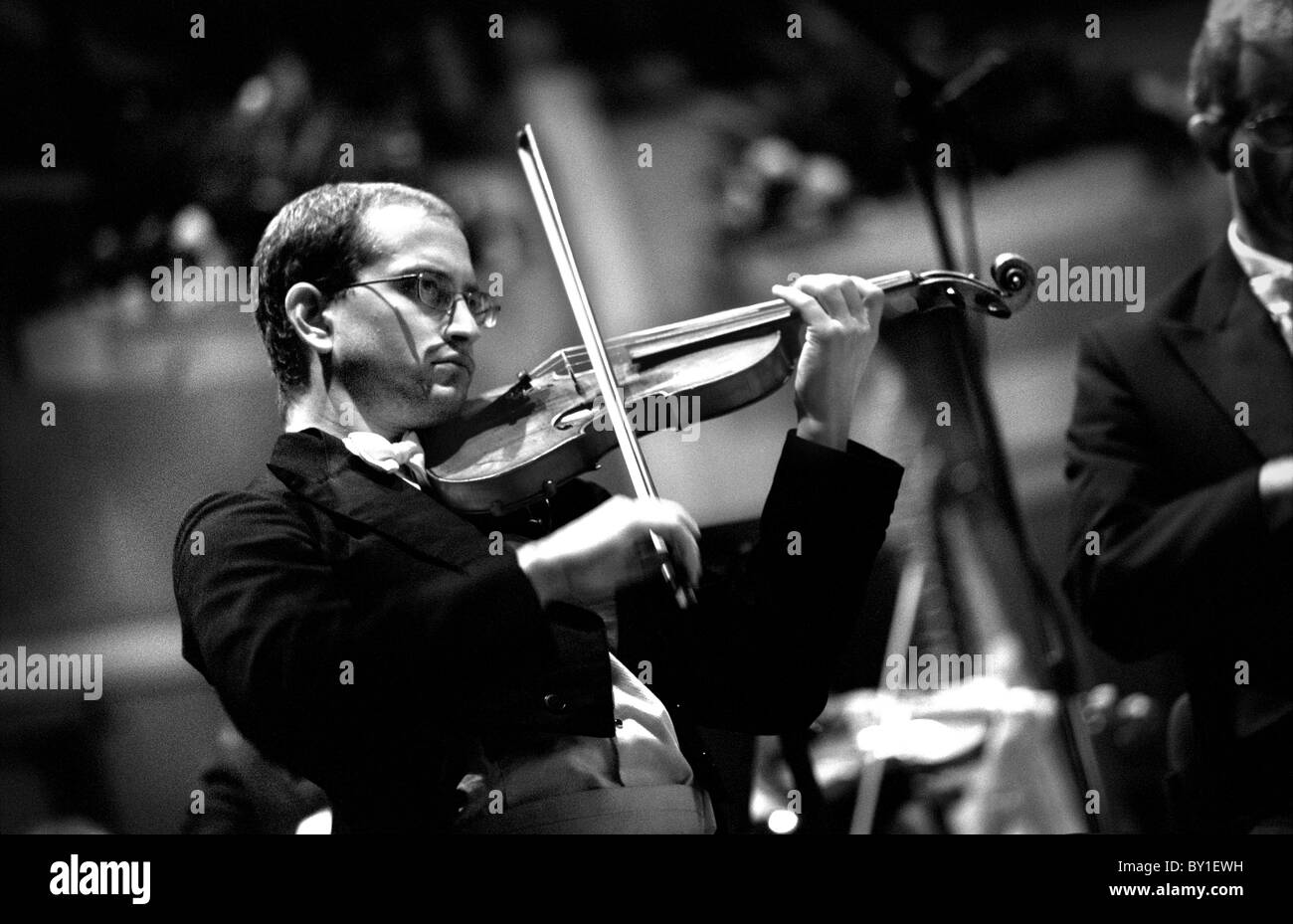 Violinist performing at the Welsh Proms, St Davids Hall, Cardiff Stock ...