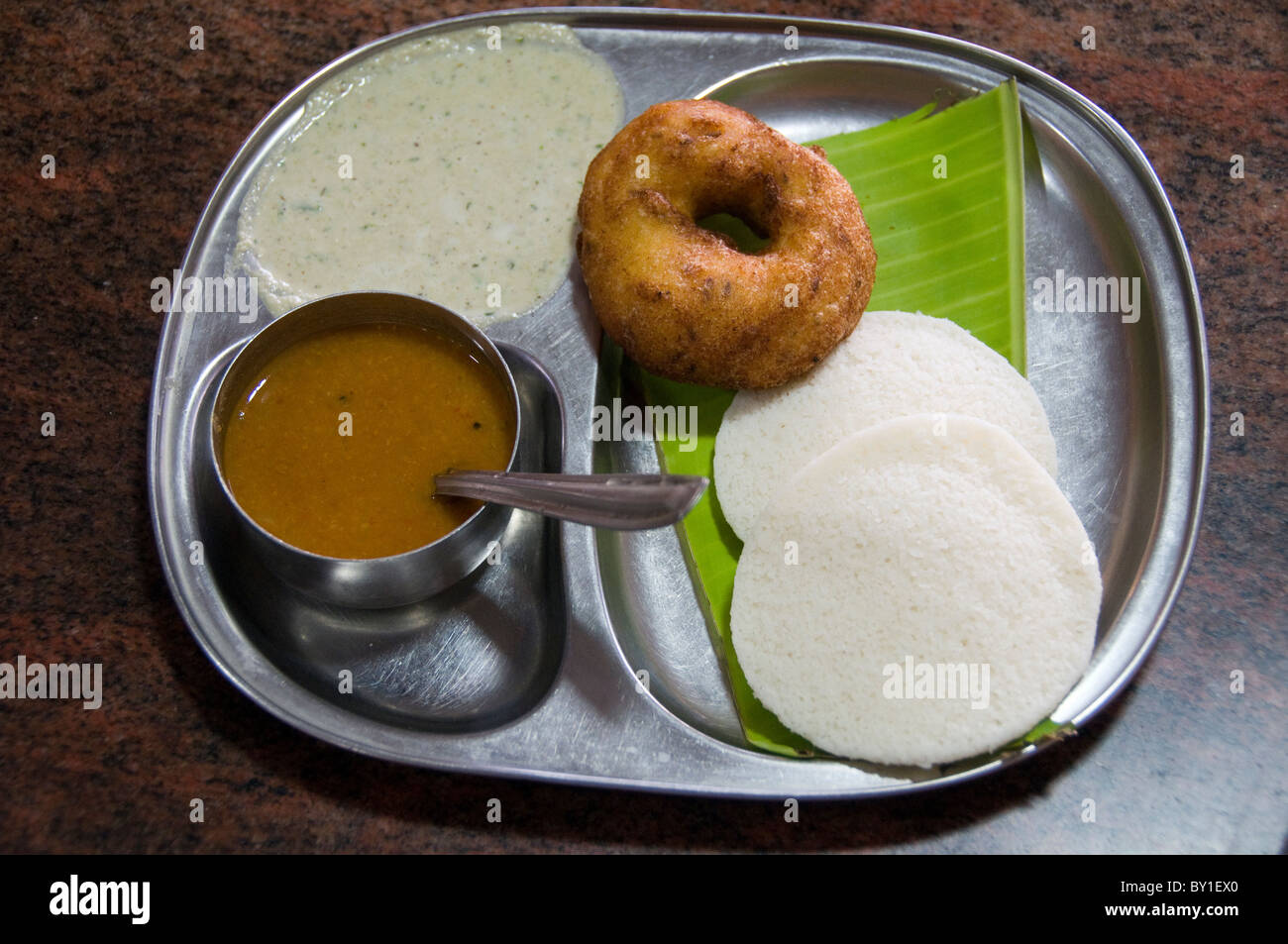 A typical South Indian breakfast consisting of Idli vada ( rice ...
