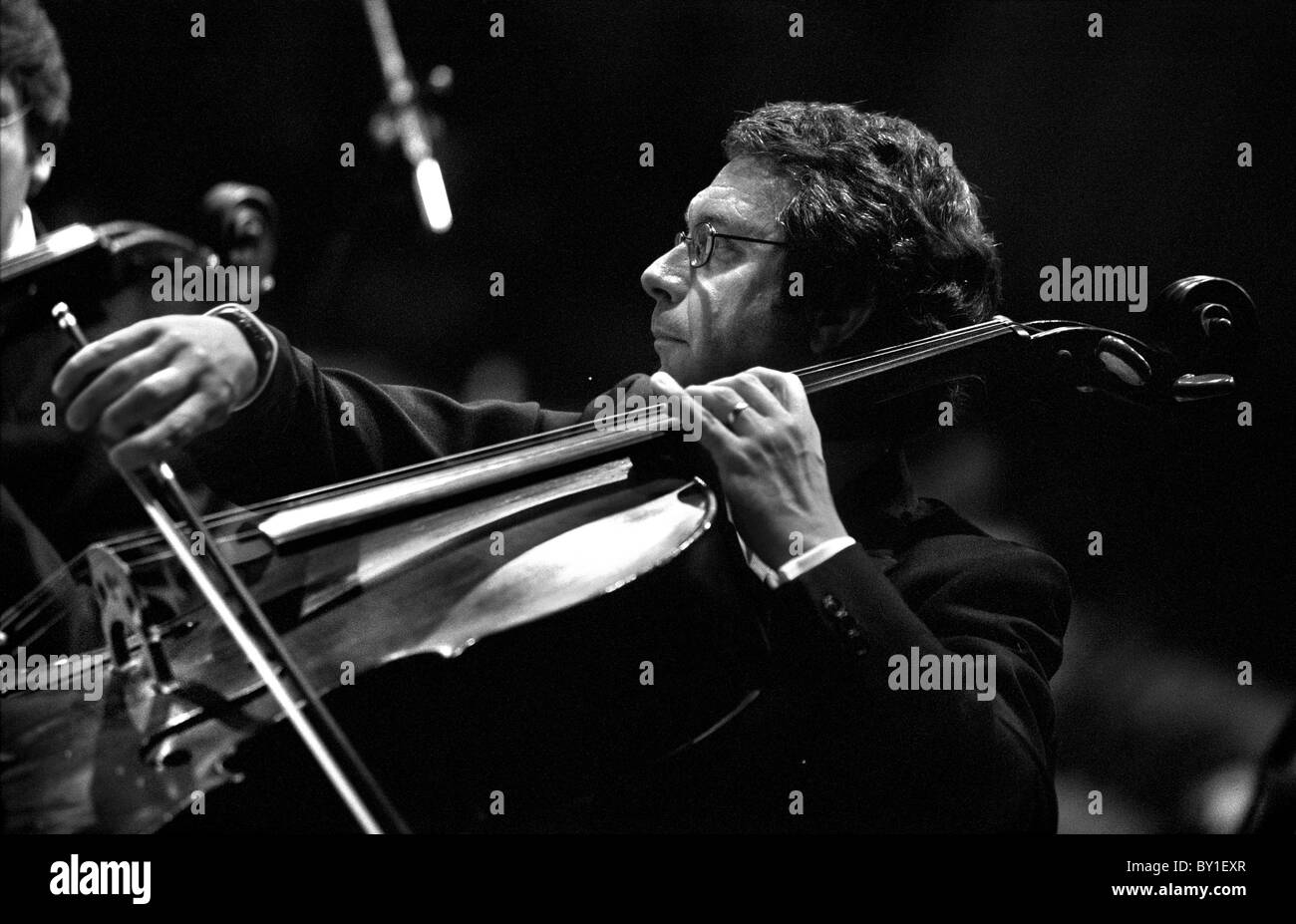 Cellist performing at the Welsh Proms, St Davids Hall, Cardiff Stock ...