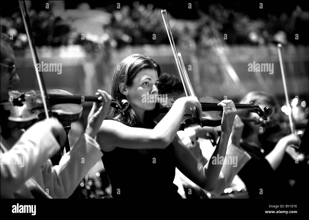 Violinist performing at the Welsh Proms, St Davids Hall, Cardiff Stock ...