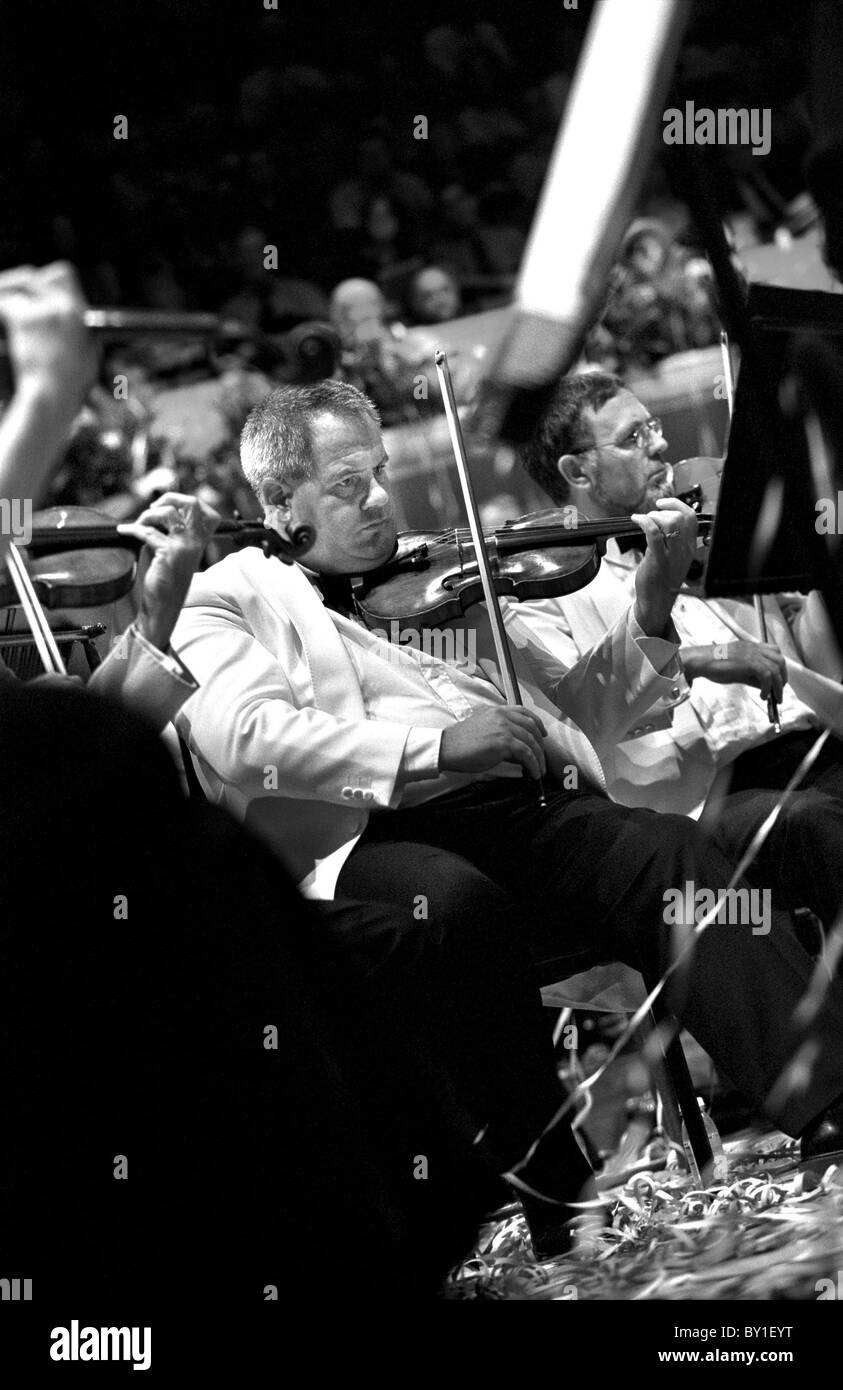 Violinist performing at the Welsh Proms, St Davids Hall, Cardiff Stock ...