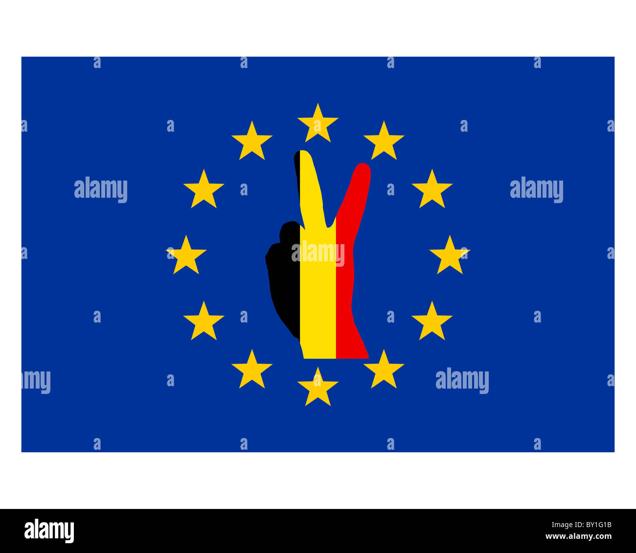 Belgian hand signal Stock Photo - Alamy