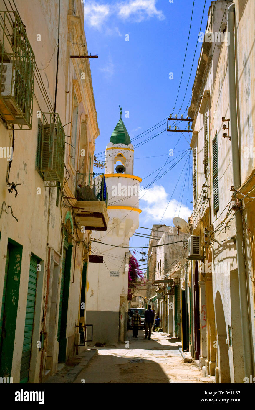 Tripoli, Libya; One of the typical streets in the old Medina of Tripoli ...