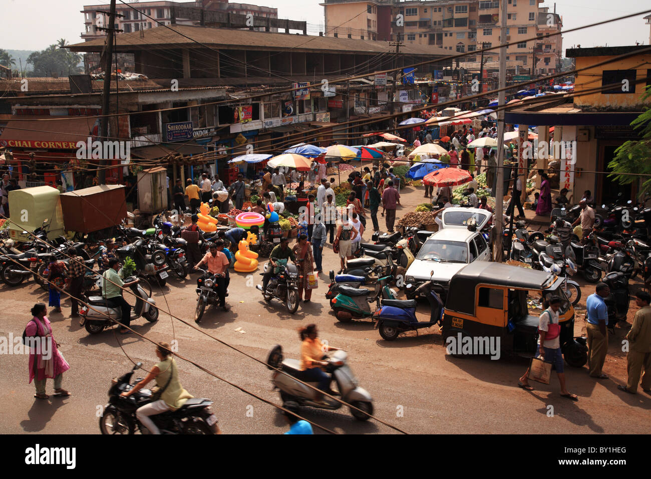 Looking down on a busy street Goa India 25 January 2008 Stock Photo - Alamy